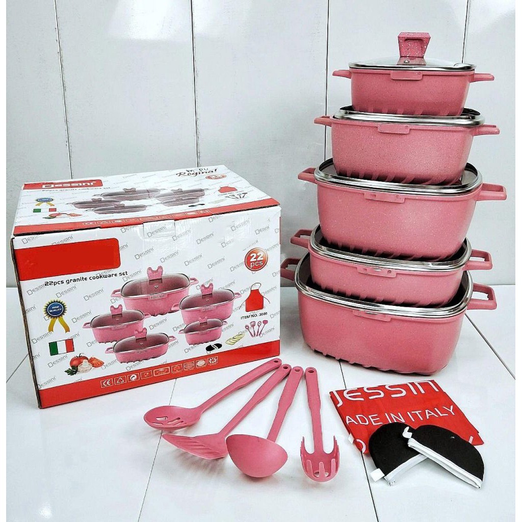 22PCS DESSINI SQUARE ITALY HIGH QUALITY COOKWARE PREMIUM KITCHENWARE ...