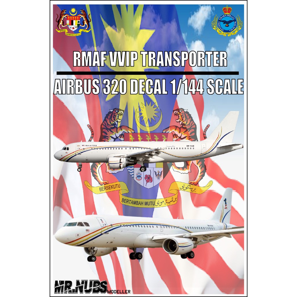 1:144 scale TUDM / RMAF VVIP Transport Airbus A320 Decals | Shopee Malaysia