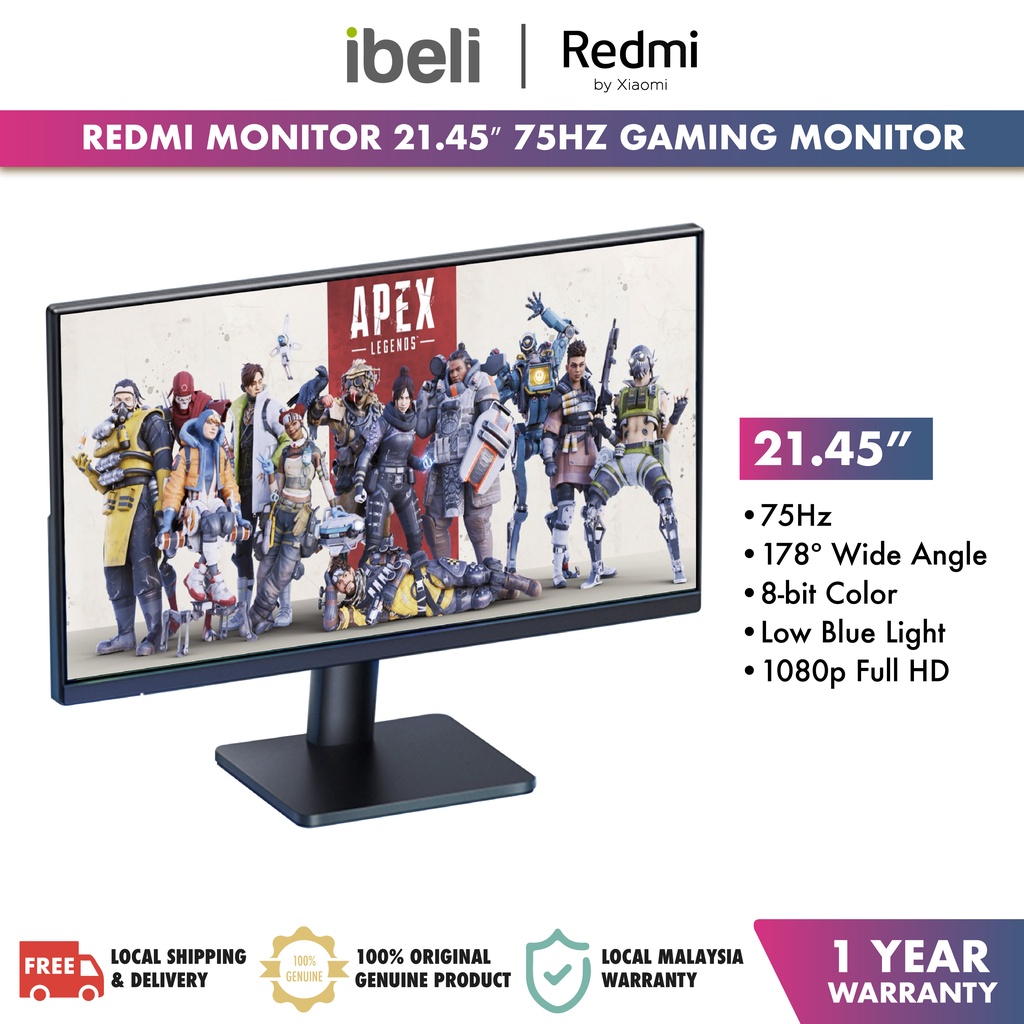Redmi Monitor 21.45″ 75Hz Full HD Gaming Monitor IPS Display 178° Wide ...