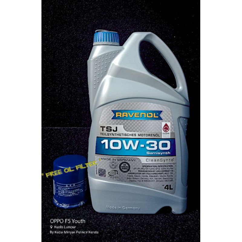 [FREE OIL FILTER] RAVENOL TSJ 10w30 Semi Synthetic (4L) | Shopee Malaysia