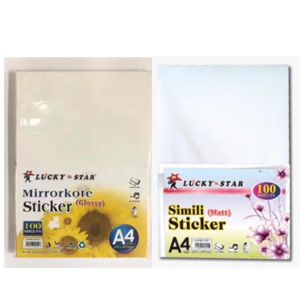 Lucky Star A4 Label Sticker (100 Sheets) (Simili [matt]/ Mirrorkote ...