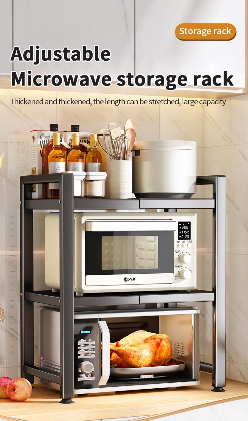 Rak Dapur Microwave Rack Oven Rack Stainless Steel Kitchen Storage Rak ...