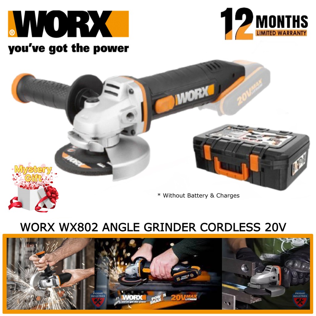 WORX WX802 Cordless Angle Grinder 20v Battery Grinder (Bare Tool) | Shopee Malaysia