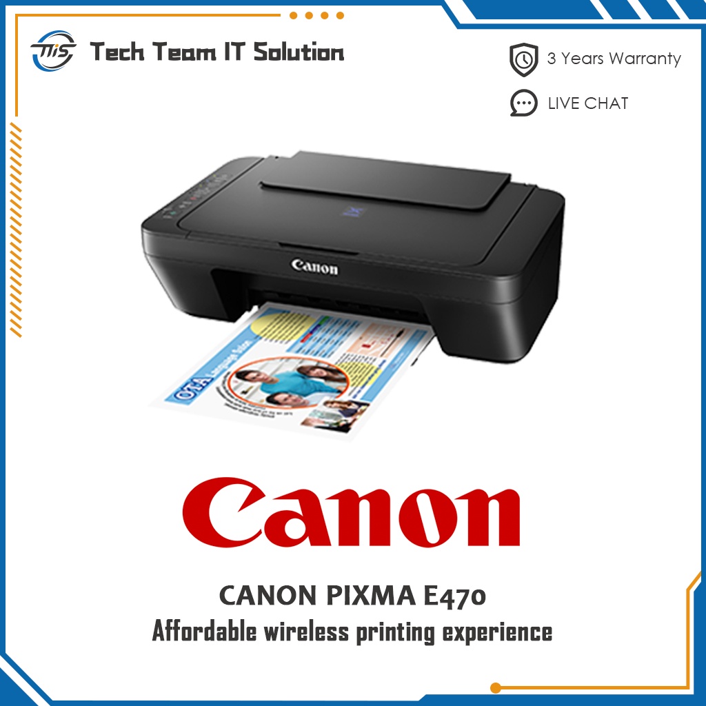 Canon PIXMA E470 All In One Wireless Printer (Print/Scan/Copy/Wifi ...
