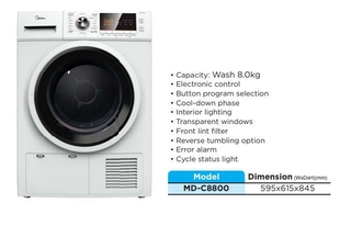 [FREE SHIPPING] Midea 8.0KG Condenser Dryer 8KG MDC8800 with Electronic ...