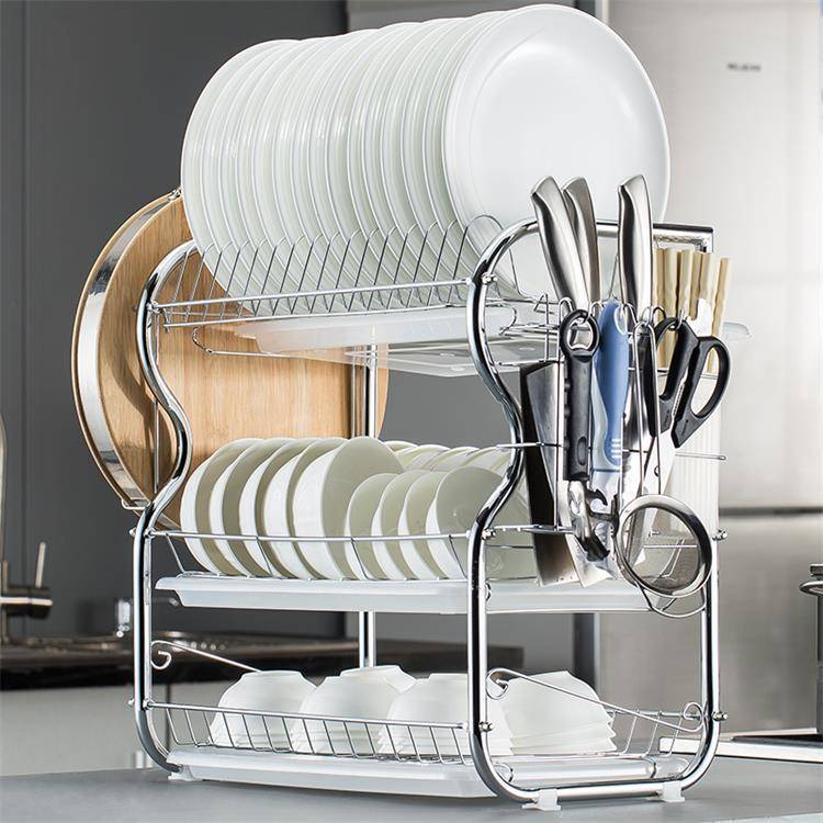 3 Layer Dish Drying Rack Kitchen Washing Holder Basket Stainless Knife ...