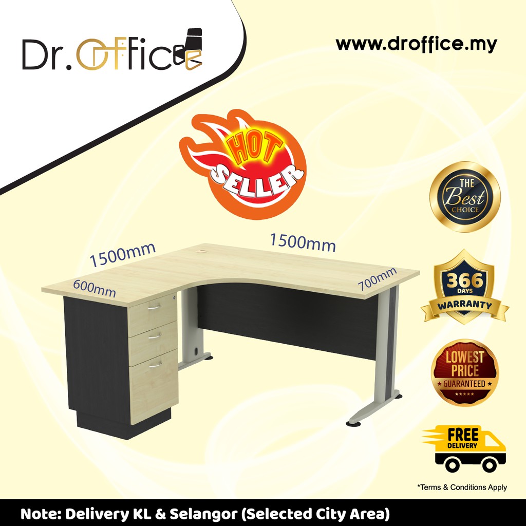 M-TL1515-3D L-SHAPE TABLE | MEJA L SHAPE | MEJA PEJABAT | OFFICE TABLE ...