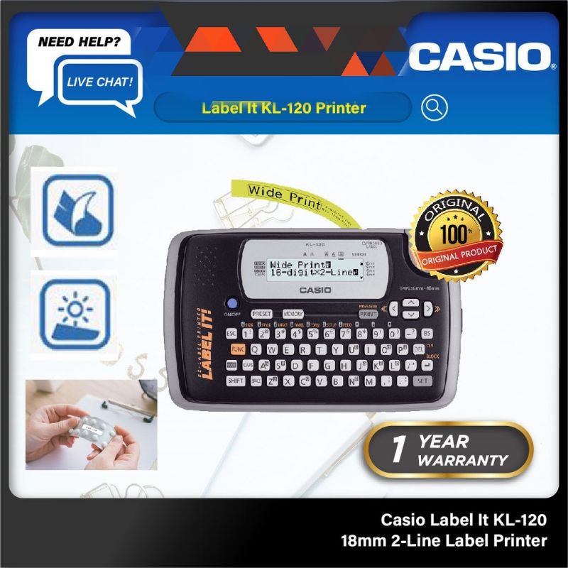 ORIGINAL (CASIO MALAYSIA) CASIO KL-120 EZ-LABEL PRINTER | Shopee Malaysia