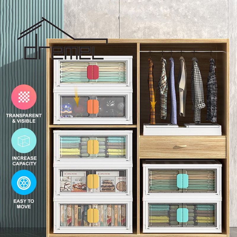 DREMEL Drawers Folding Storage Cabinets For Toys Snacks Household Foldable Storage Boxes 40CM x ...