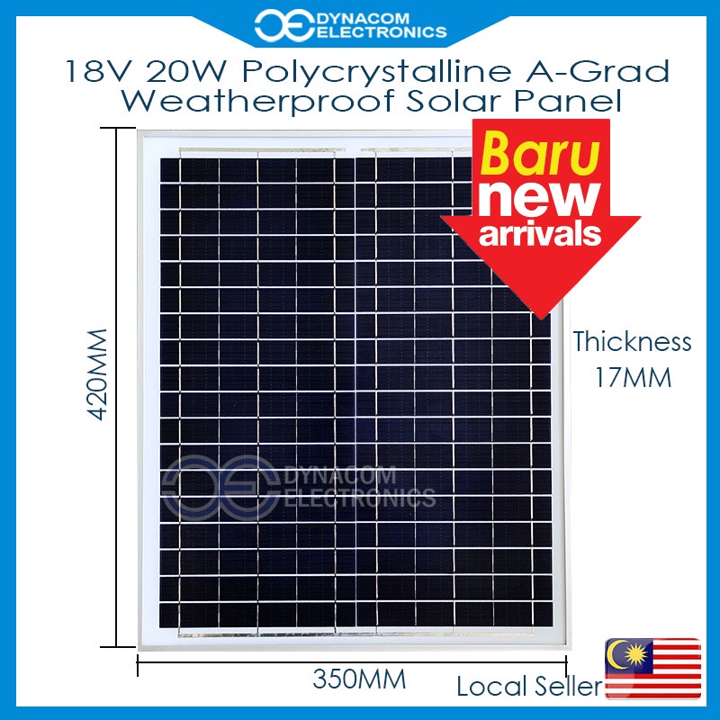 18V 20W Polycrystalline A-Grad Solar Panel 12V Battery Solar Charger ...