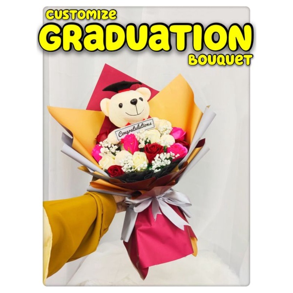 PREMIUM Graduation Soap Roses Bouquet Customize Colours Bunga Sabun ...