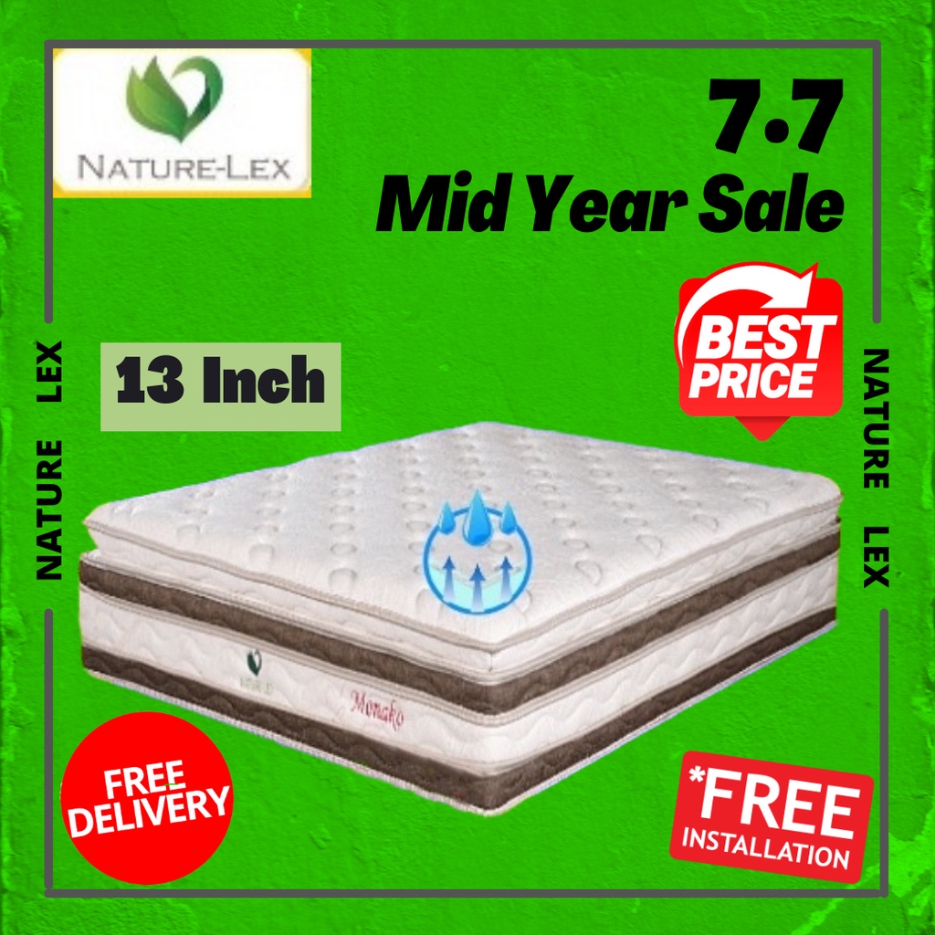 Natural Lex Monako 13 Inch 5 Zone Pocket Spring Natural Latex Mattress ...