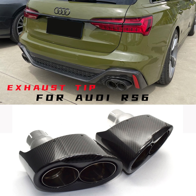 Carbon Fiber Exhaust Tip For Audi RS3 RS4 RS5 RS6 RS7 A3 A4 A5 A6 A7 Muffler Tip Exhaust System ...