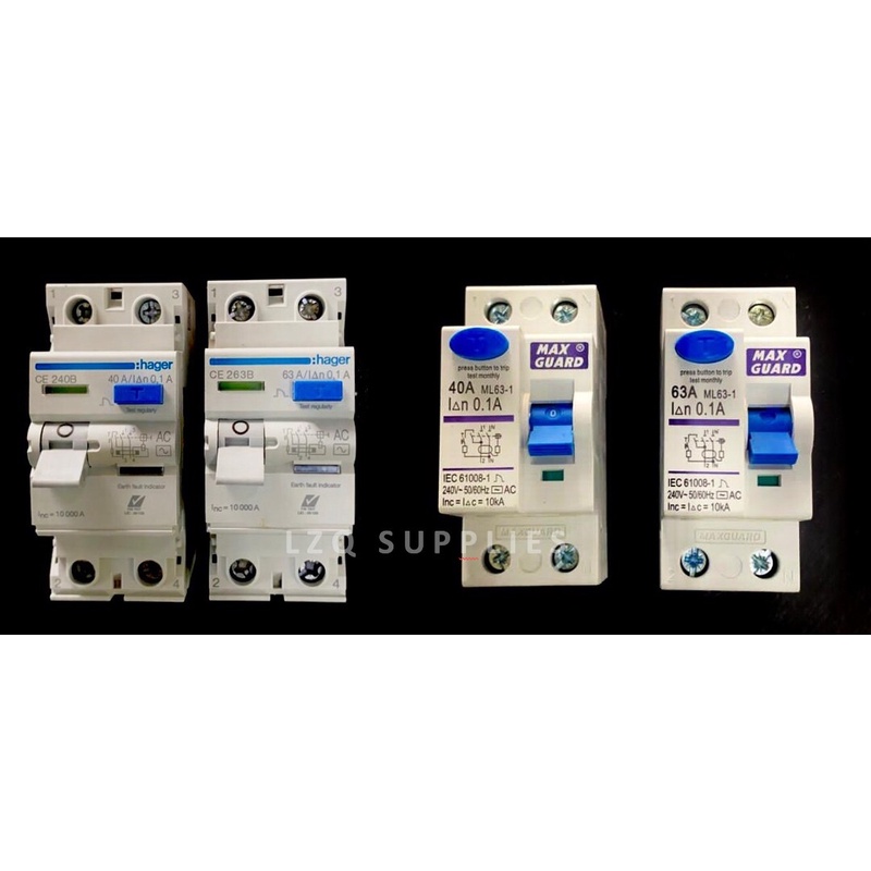 Maxguard / Hager (CE 240B CE 263B) - 40A/0.1A 63A/0.1A 2 Pole Circuit ...