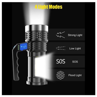 lampu suluh 2000M terang rechargeable caj semulaUSB High Power Super ...