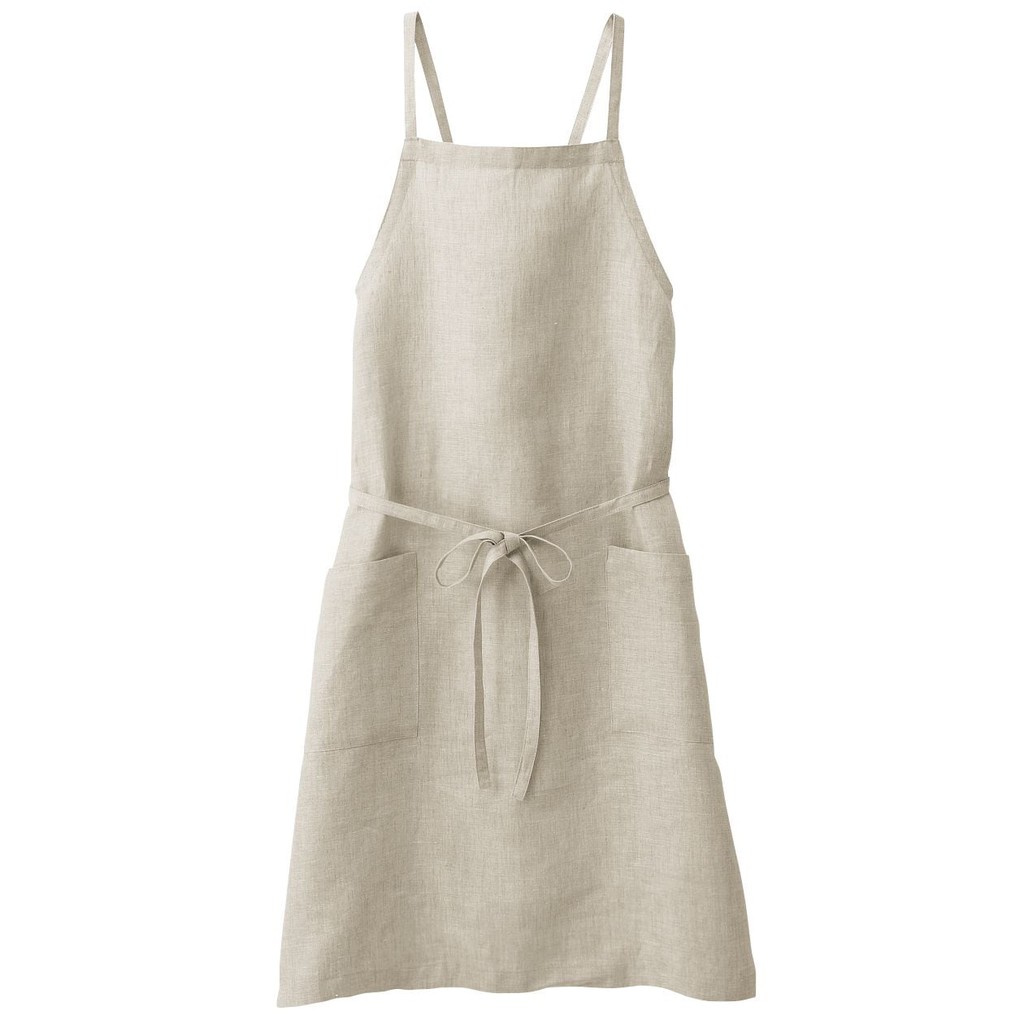 MUJI Linen Plain Weave Cross Shoulder Strap Apron - Ecru | Shopee Malaysia