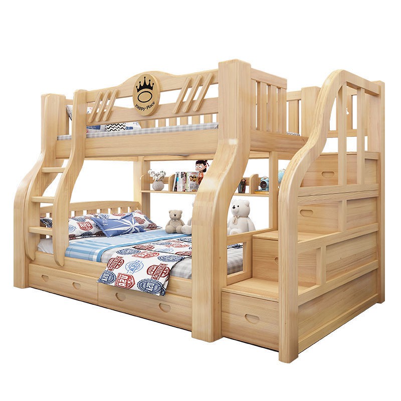 ∋♈Solid wood high and low bed, adult bunk child mother two-layer bed ...