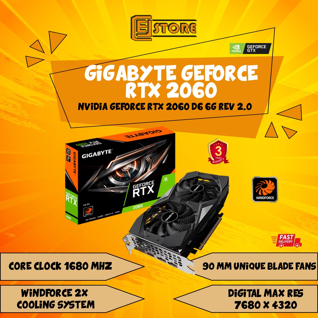 GIGABYTE GEFORCE RTX 2060 D6 6G GDDR6 GRAPHIC CARD (GV-N2060D6-6GD ...
