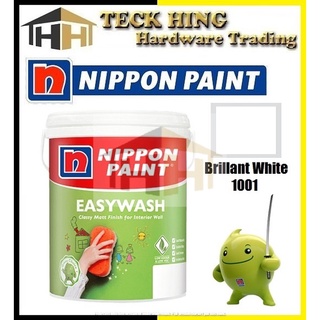 Nippon Paint EasyWash Interior Matt Finish Wall Paint (Easy Wash) Brillant White 1001 - 5L ...