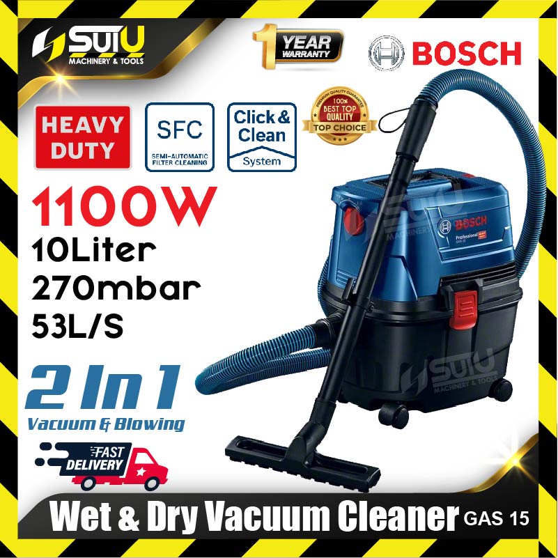 BOSCH GAS15 / GAS 15 15L 2 IN 1 Heavy Duty Wet & Dry Vacuum Cleaner 1100W | Shopee Malaysia