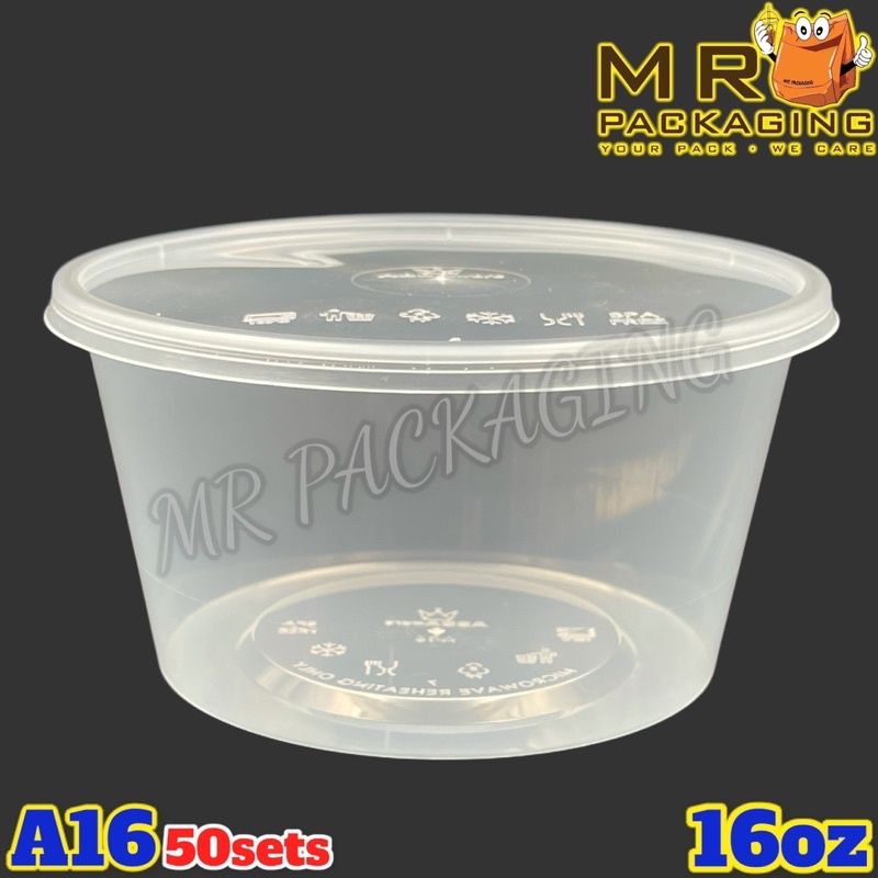 16oz Round Container with Lid ( 50sets± ) 450ml 16 oz ABBA ware A16 ...