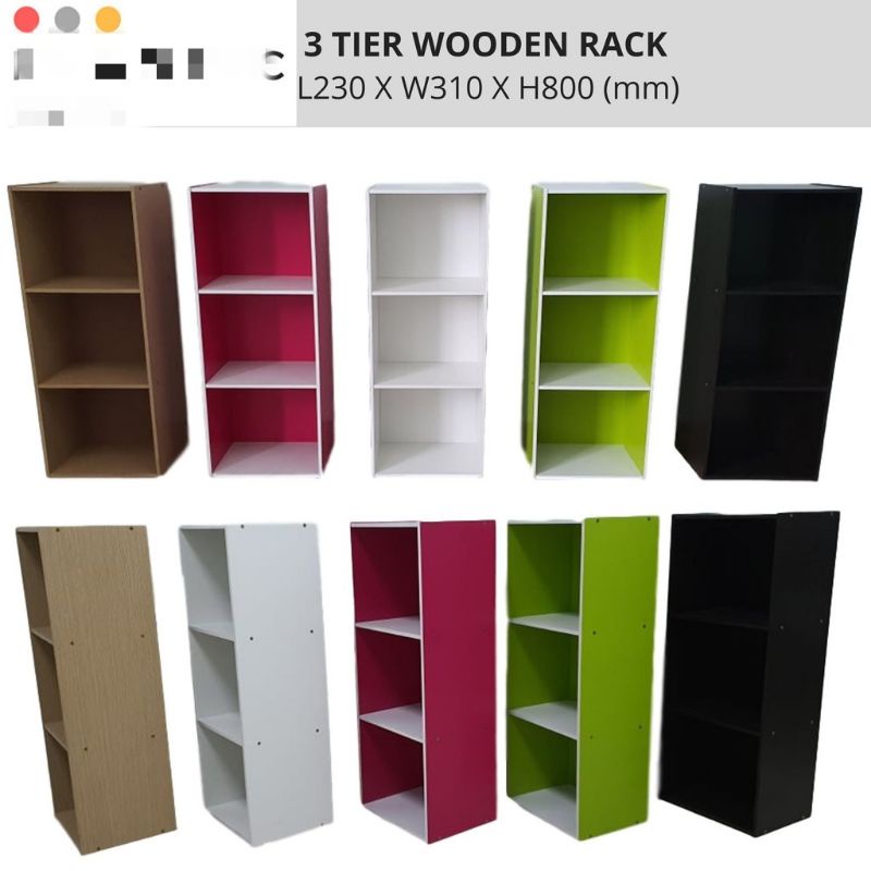 SARAWAK READY STOCK 3 Tier Wooden Multipurpose Rack Book Shelf colour ...