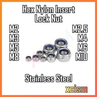 Hex Nylon Insert Lock Nut | Nyloc Nut | Nat Nilon Bolt Screw Skru M2 M2.5 M3 M4 M5 M6 M8 M10 ...