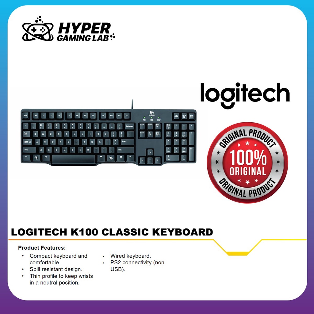 Logitech K100 Classic PC Keyboard PS/2 Connection | Shopee Malaysia