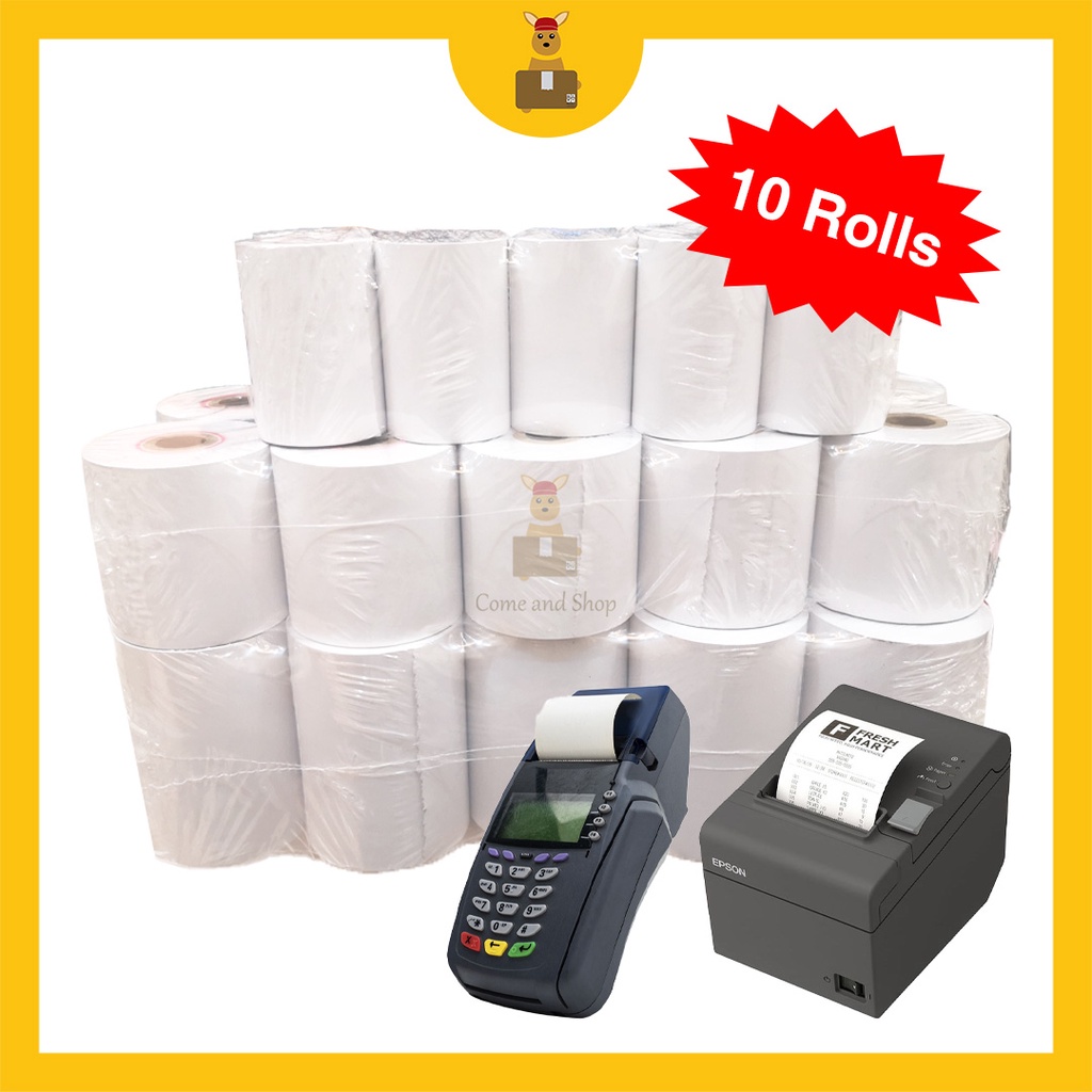 Thermal Paper Receipt Rolls Receipt Paper ( 10 rolls ) Cash Register Receipt Kertas Resit ...