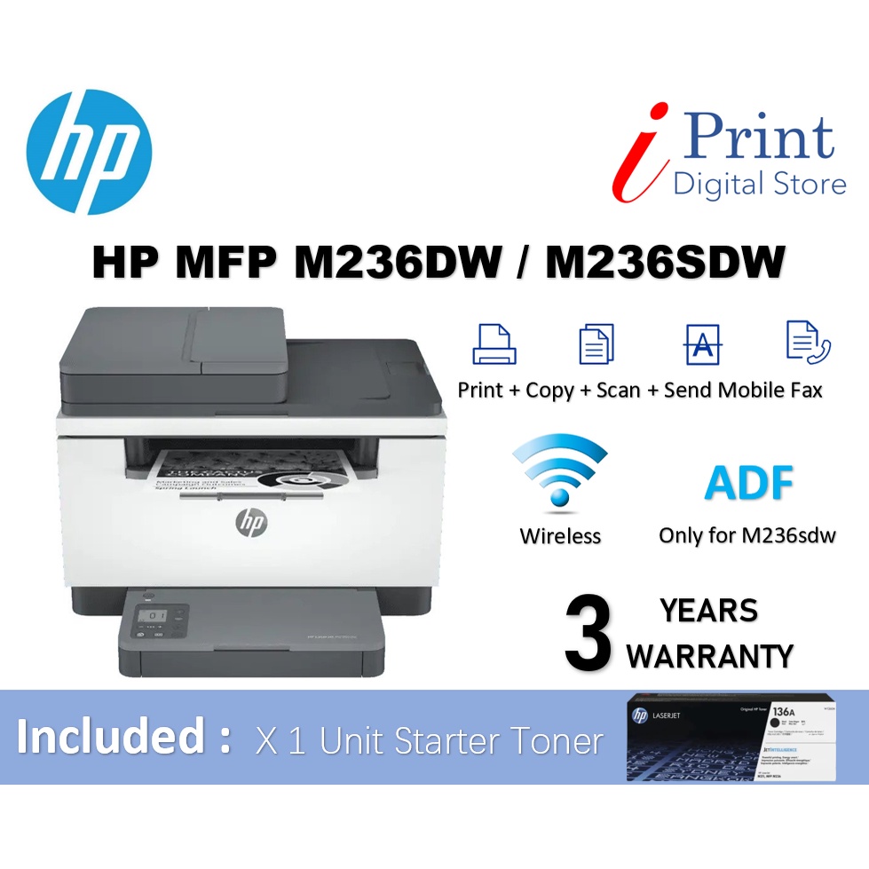 HP LASERJET M236DW M236SDW PRINTER [PRINT/SCAN/COPY/FAX] | Shopee Malaysia