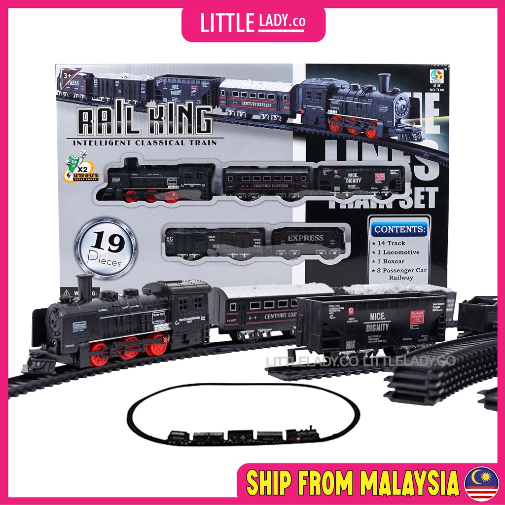 Rail King 19pcs Train Track Express Railway Electric Locomotive ...