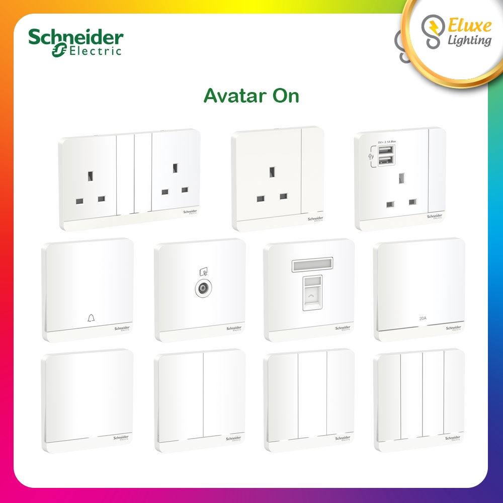 SCHNEIDER AVATARON SERIES WHITE SWITCHES & SOCKETS [FULL RANGE ...