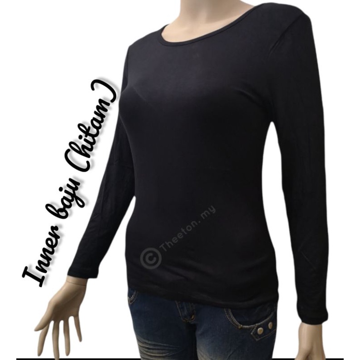 Inner Baju Muslimah Lengan Panjang (Warna Hitam) | Shopee Malaysia
