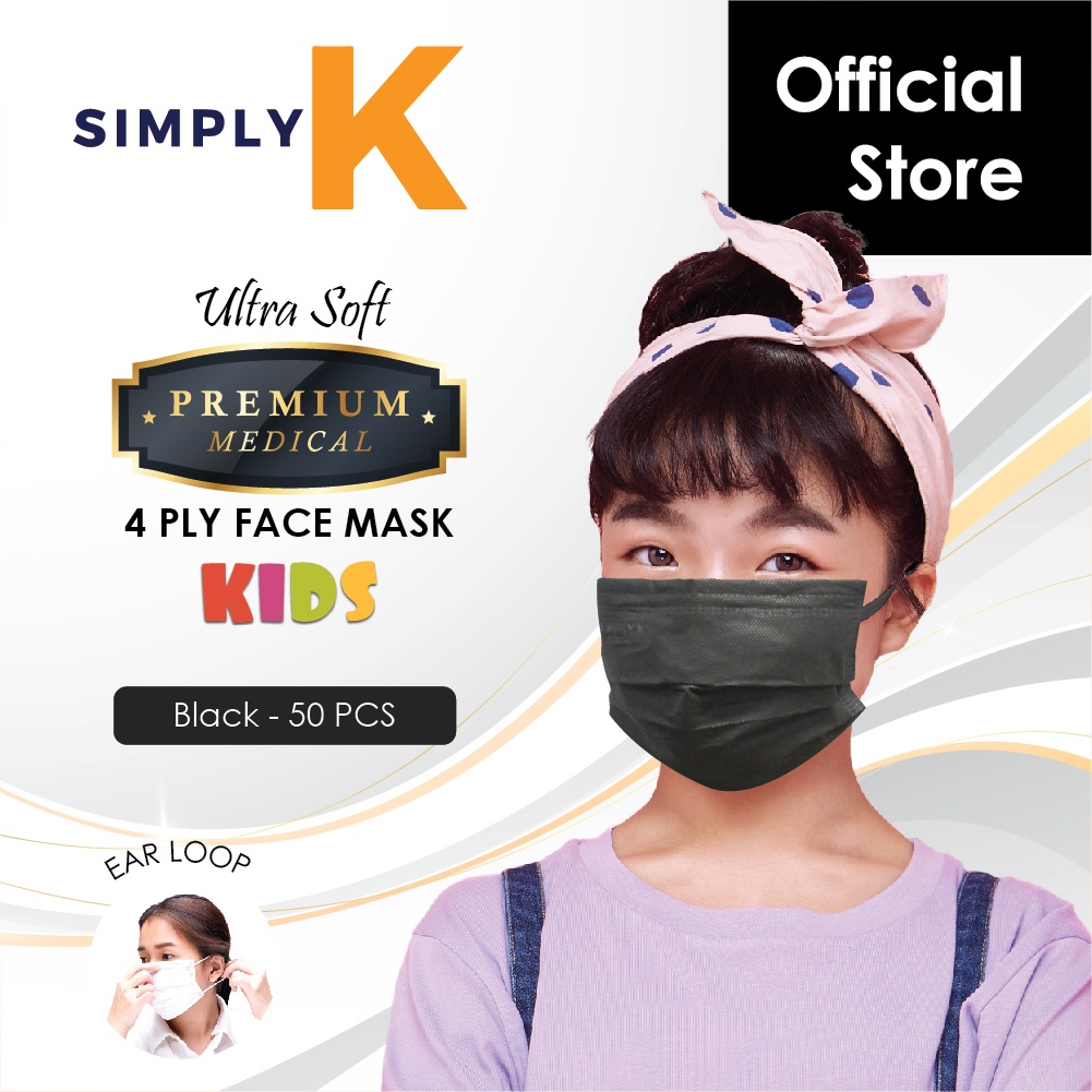 Simply K Official Store - Kids Medical Mask Black Earloop | Shopee Malaysia