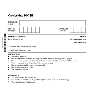 BUSINESS STUDIES - IGCSE past year paper collection with marking scheme ...