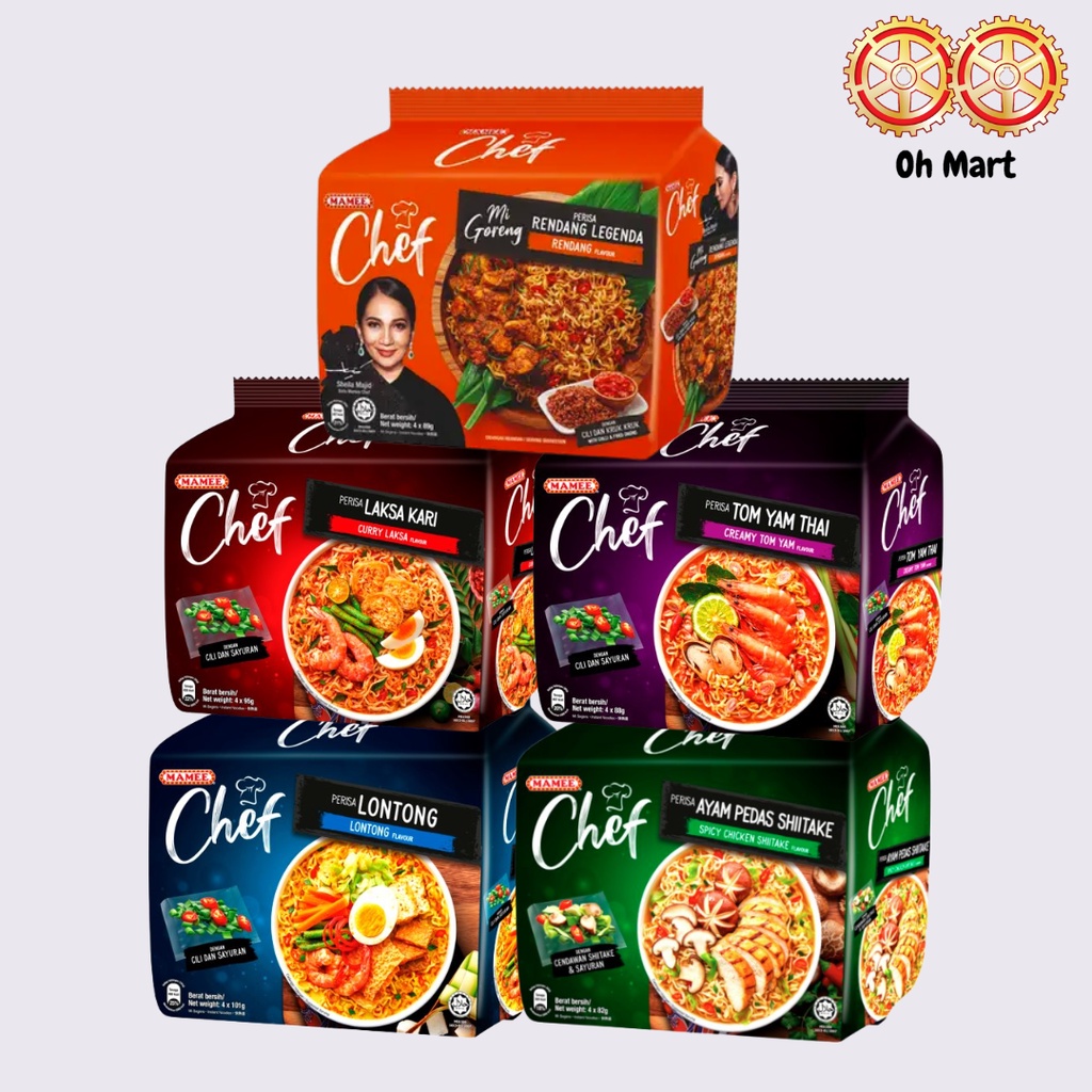 Mamee Chef Instant Noodles Curry Laksa/ Tomyam/ Spicy Chicken Shitake ...