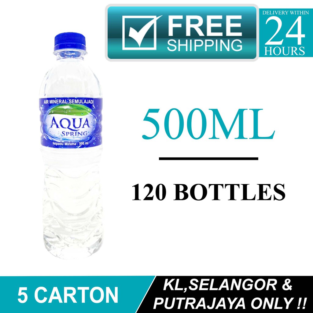 AQUA SPRING Mineral water - 500ml X 24 Bottles (120 BOTTLES) | Shopee ...