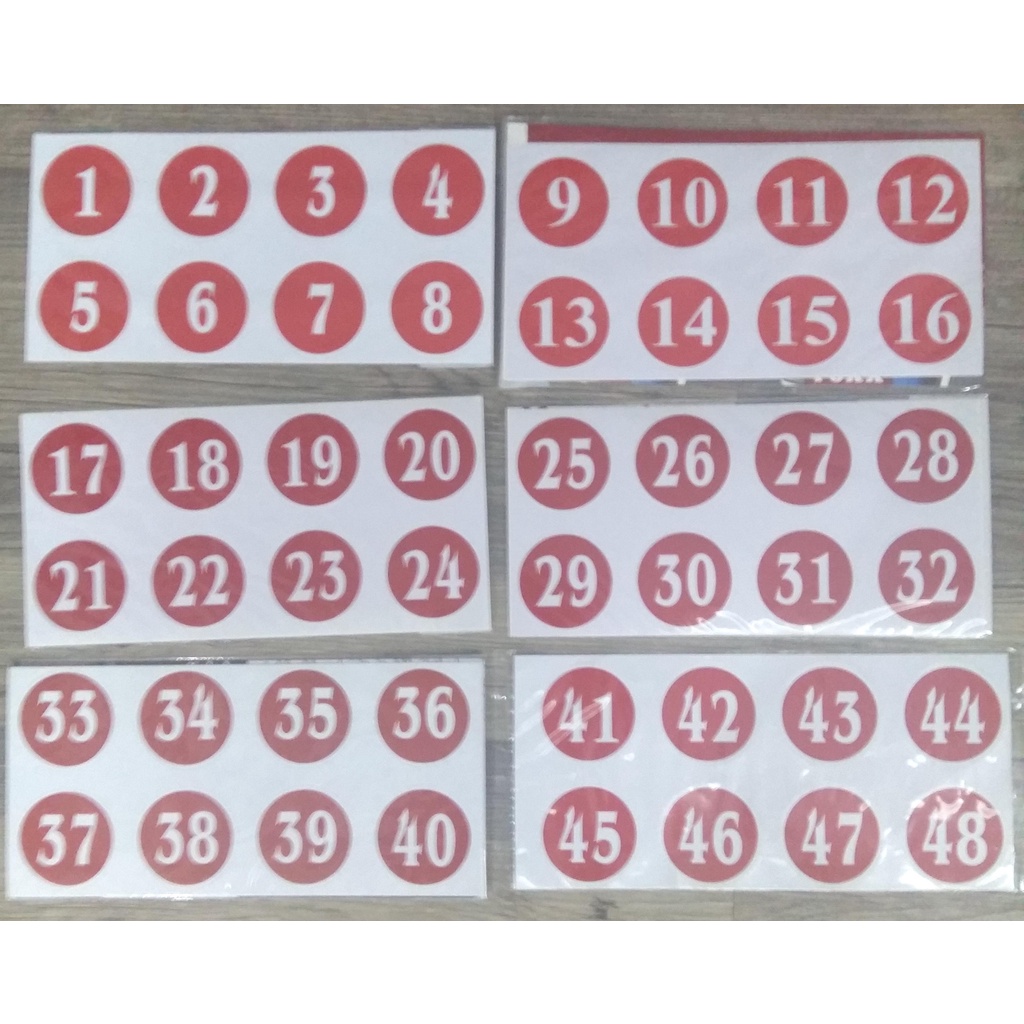 Number Stickers ( Red ) Restoran / Food court table number sticker ...