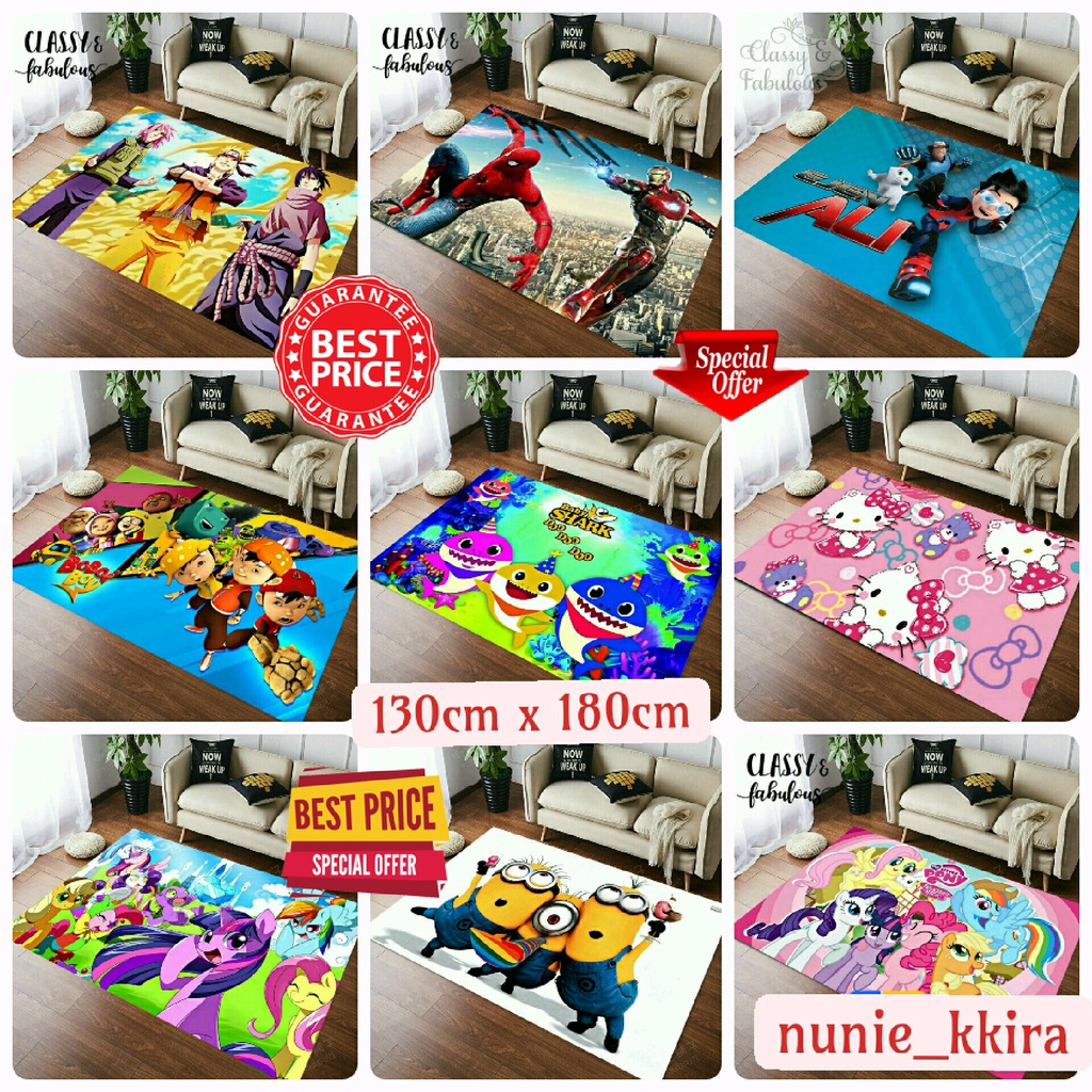Karpet Kartun Murah 3D Baldu Velvet Corak Cartoon 130cm x 180cm ...