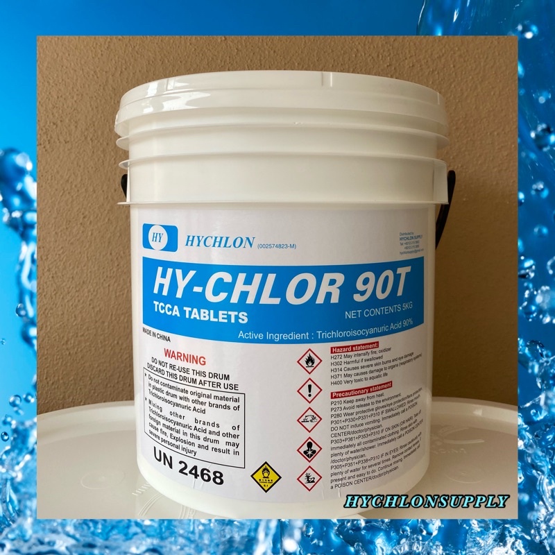 Chlorine HY-CHLOR TCCA 90%T 5KG (25Pcs)Tablets (Pool Chlorine) | Shopee ...
