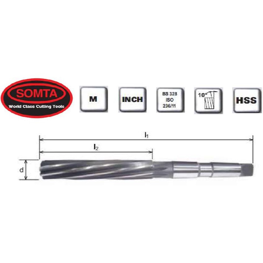Somta Morse Taper Shank (MT-4) 33 ~ 40 Parallel Machine Reamers (HSS ...