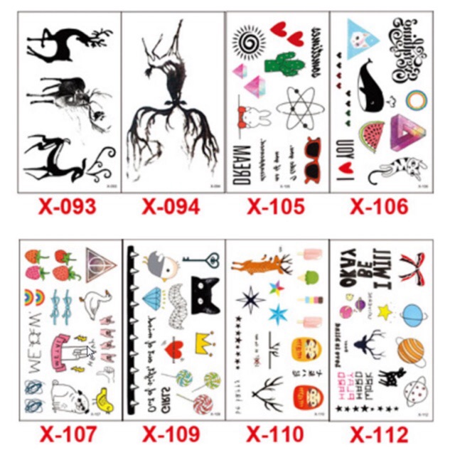 (Sample Selected) Tattoo Stickers TATOO- MINI Fake Tattoo SET | Shopee ...