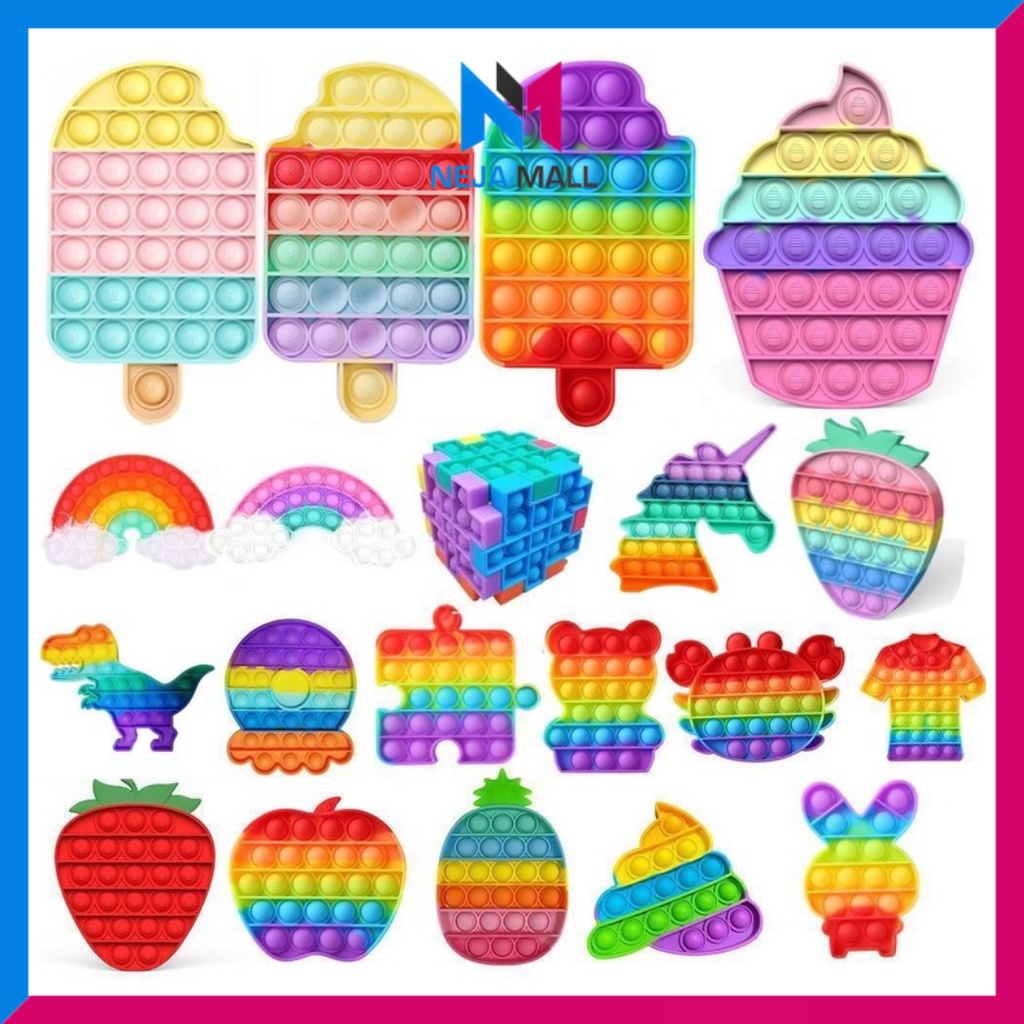 NEJA [Ready Stock] Rainbow Pop It Fidget Toys Push pop it Bubble ...