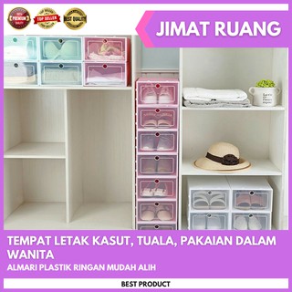 Ready Stock rak kasut plastik bertutup murah Penyimpan Kotak Kasut rack ...