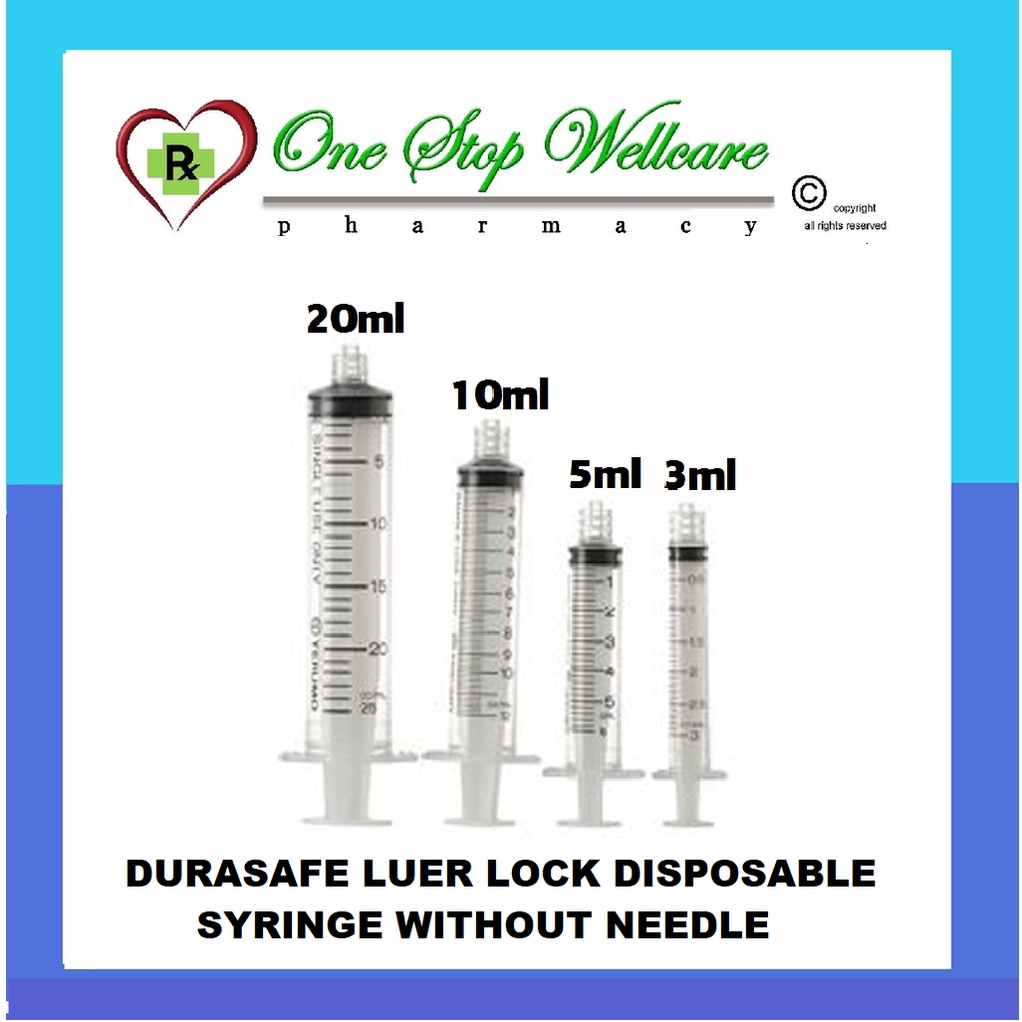DURASAFE LUER LOCK (LL) DISPOSABLE SYRINGE WITHOUT NEEDLE 3ML / 5ML / 10ML / 20ML | Shopee Malaysia