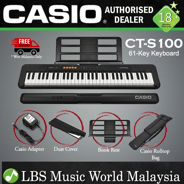 Casio CT-S100 61 Key Casiotone Electric Keyboard Basic Package Music ...