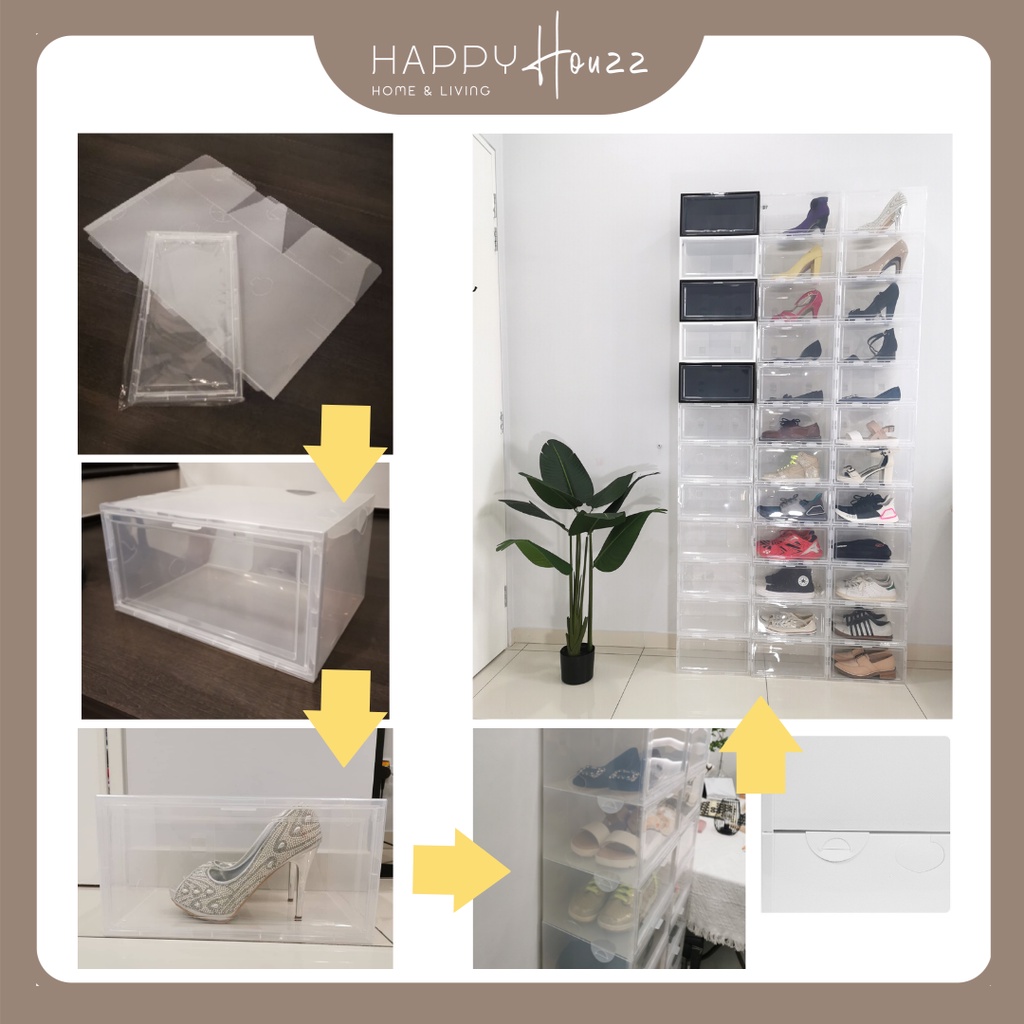 【READY STOCK】HAHO Large Stackable Interlock Side Open Side View Shoe ...