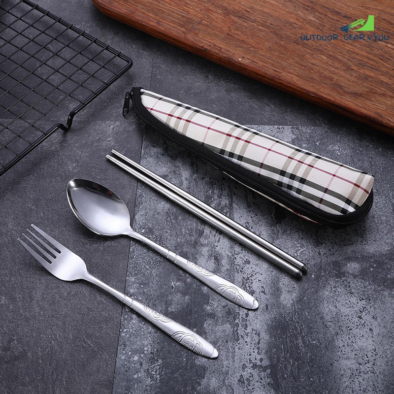 2pcs/3pcsStainless Steel Spoon Fork Chopstick Set Cutlery Utensil ...