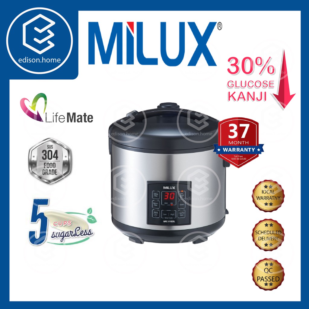 Milux Low Sugar Rice Cooker sugar less rice cooker MRC-D182SL MRCD182SL ...