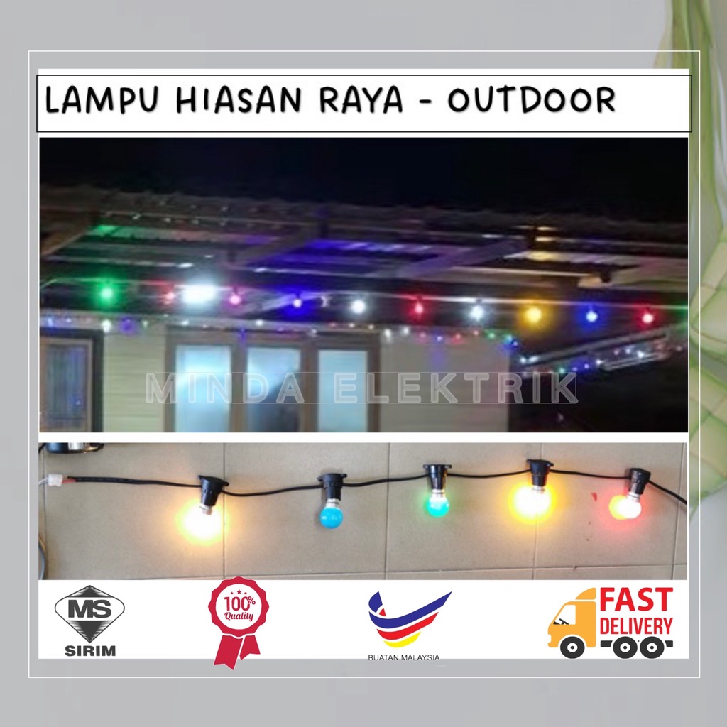 Lampu Hiasan Raya Warna Warni/ String Light Twin Fat Wedge Holder ...